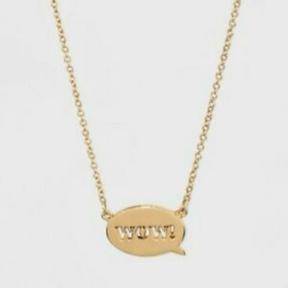 wild fable | Jewelry | Wild Fable Gold Tone Speech Bubble Wow Necklace ...